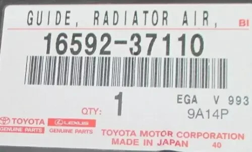 Toyota Genuine GUIDE RADIATOR AIR 16592 - 37110 | eBay