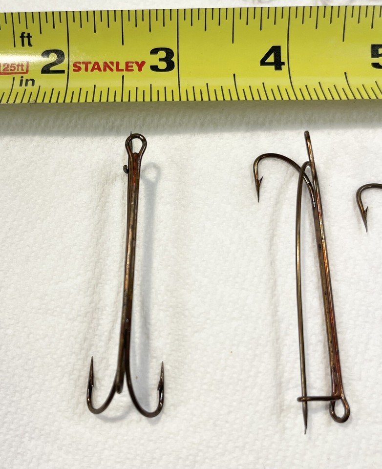 4 Mustad Double Live Bait/Liver Hooks Safety pin long Needle point ...