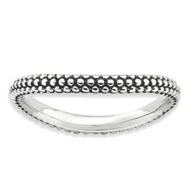 Lex & Lu Sterling Silver Stackable Expressions Antiqued Wave Ring ...