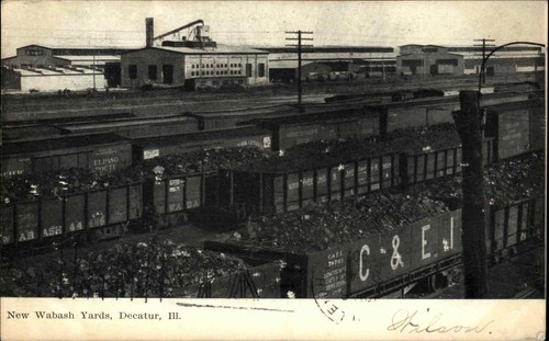 Decatur Illinois IL Wabash Railroad Train Yards c1910 Vintage Postcard ...