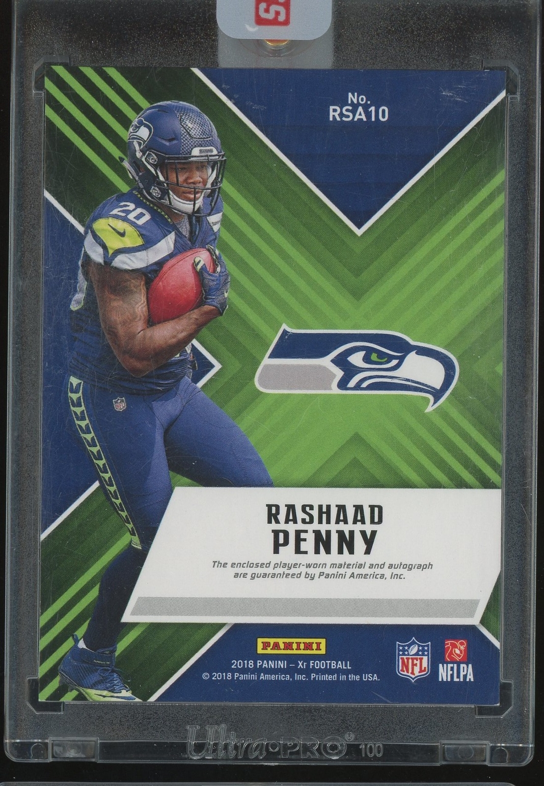 Rashaad Penny 2018 Panini XR RC Patch Auto Green RPA 1/5 Seahawks | eBay