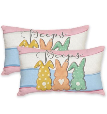 Easter Peeps Decorative Pillow Covers 12x20 Set Of 2 | eBay