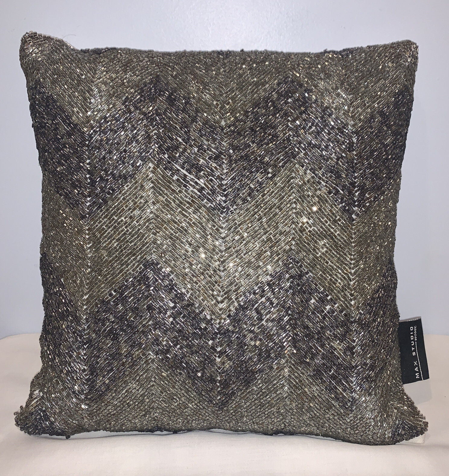 Max Studio Home 11x11 Beaded Decorative Toss Pillow Gorgeous Gold ...