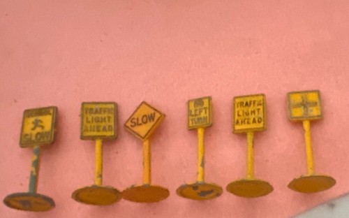 Set Of 6 Vintage Toy Train Track Metal 2” Tall Railroad Signs Traffic ...