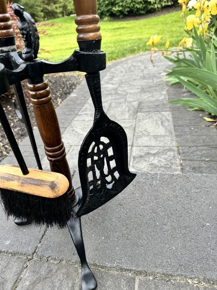 Seymour Style Fireplace Tool Set Iron Wood Heavy Long Handle Shovel ...