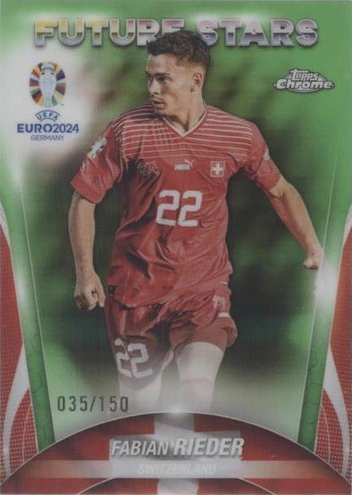 2024 Topps Chrome Uefa Euro - Future Stars Fabian Rieder #8 Neon Green ...