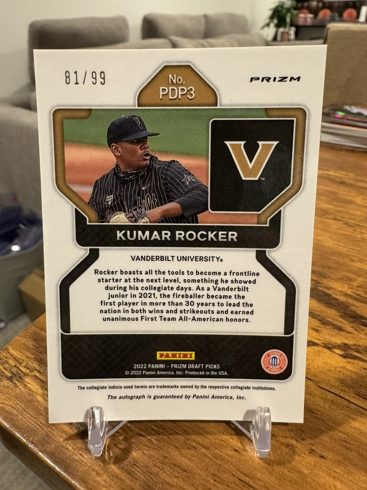 2022 Prizm Draft Picks Kumar Rocker Blue Prizm Prospect Auto #/99 #PDP3 ...