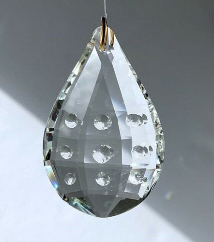 50mm Faceted Dimples Teardrop Crystal Clear Pendant Prism Suncatcher 2 ...