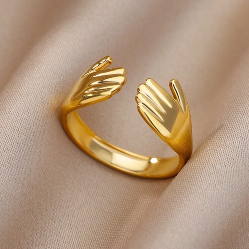 Gold Hug Ring, Punk Hug Ring, 18K Gold Hug Ring, Open Hug Ring Dainty ...