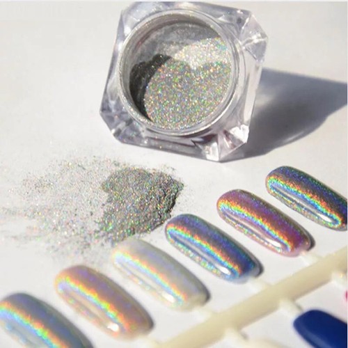 Silver Holographic Nail Powder Glitter Rainbow Nails Holo Effect Dust 2 ...