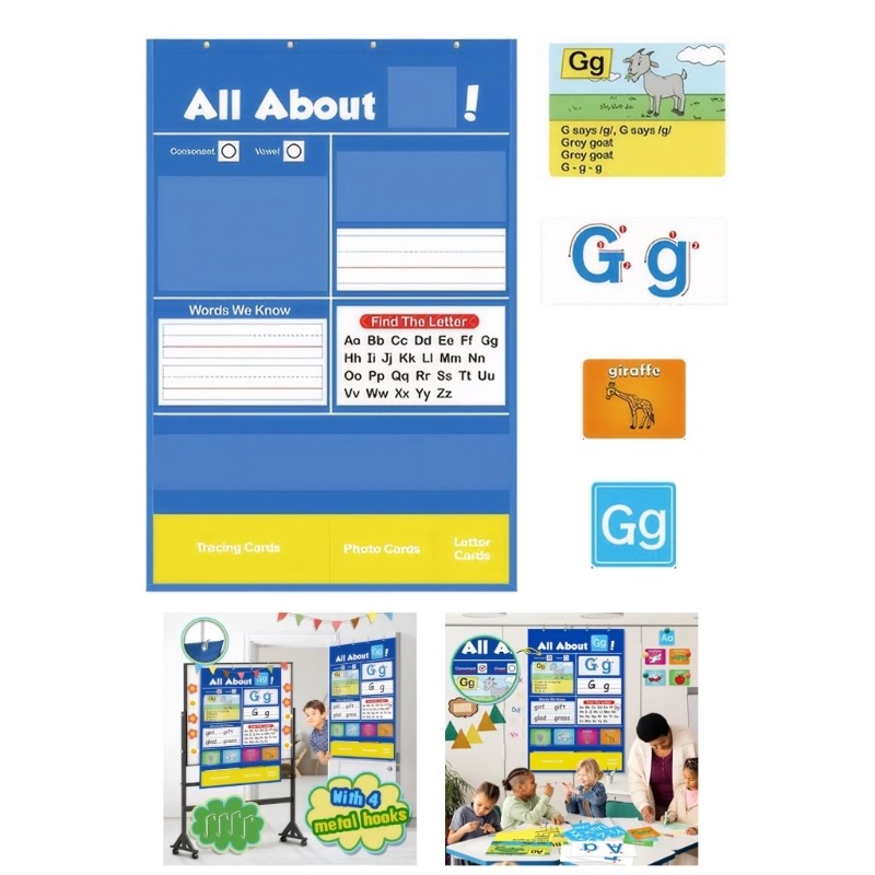Educational Word Learning Chart with Flash Card Tracing Board for ...