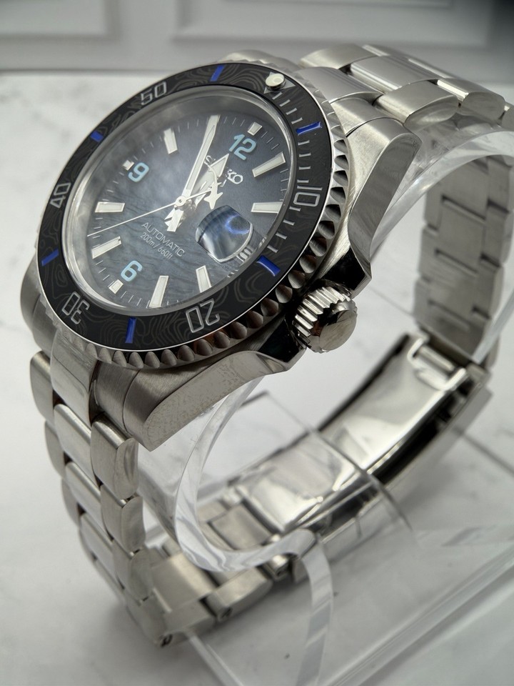 custom build mod - Automatic Watch - Blue Wave Dial - NEW - Sapphire ...