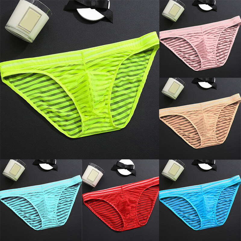 Mens Ultra-Thin Sexy Lingerie Briefs Underwear Ice Silk Transparent ...