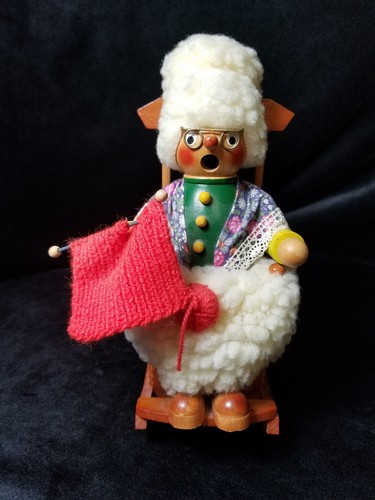 Steinbach Smoker Music Box Grandma Knitting Rocking Chair Germany S756 ...
