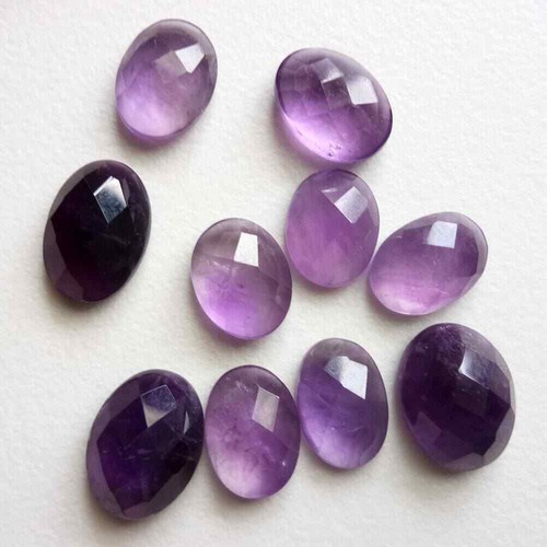 9x12mm-11x13mm Améthyste Ovale Checker Coupe Cabochon, 10 Pièces Vrac à ...