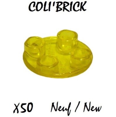 Lego 2654 - 50x Plate round 2x2 with rounded bottom - Jaune / Trans ...