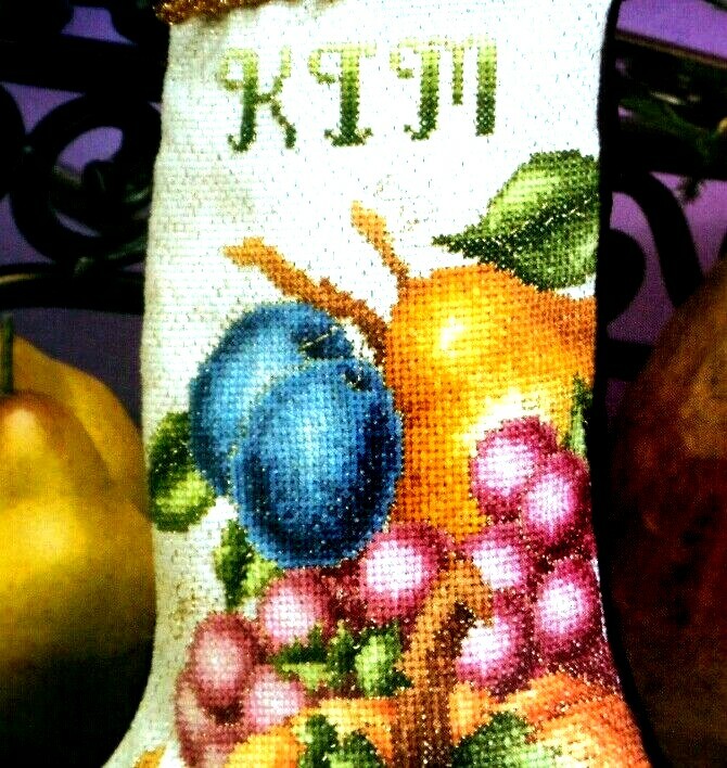 Cross Stitch Pattern Christmas HOLIDAY STOCKING Fruit Images | eBay