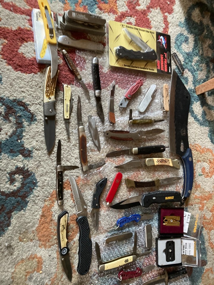Huge "USABLE" Knives Lot "OK TO USE OK TO LOSE" Pocket Knives Knife ...