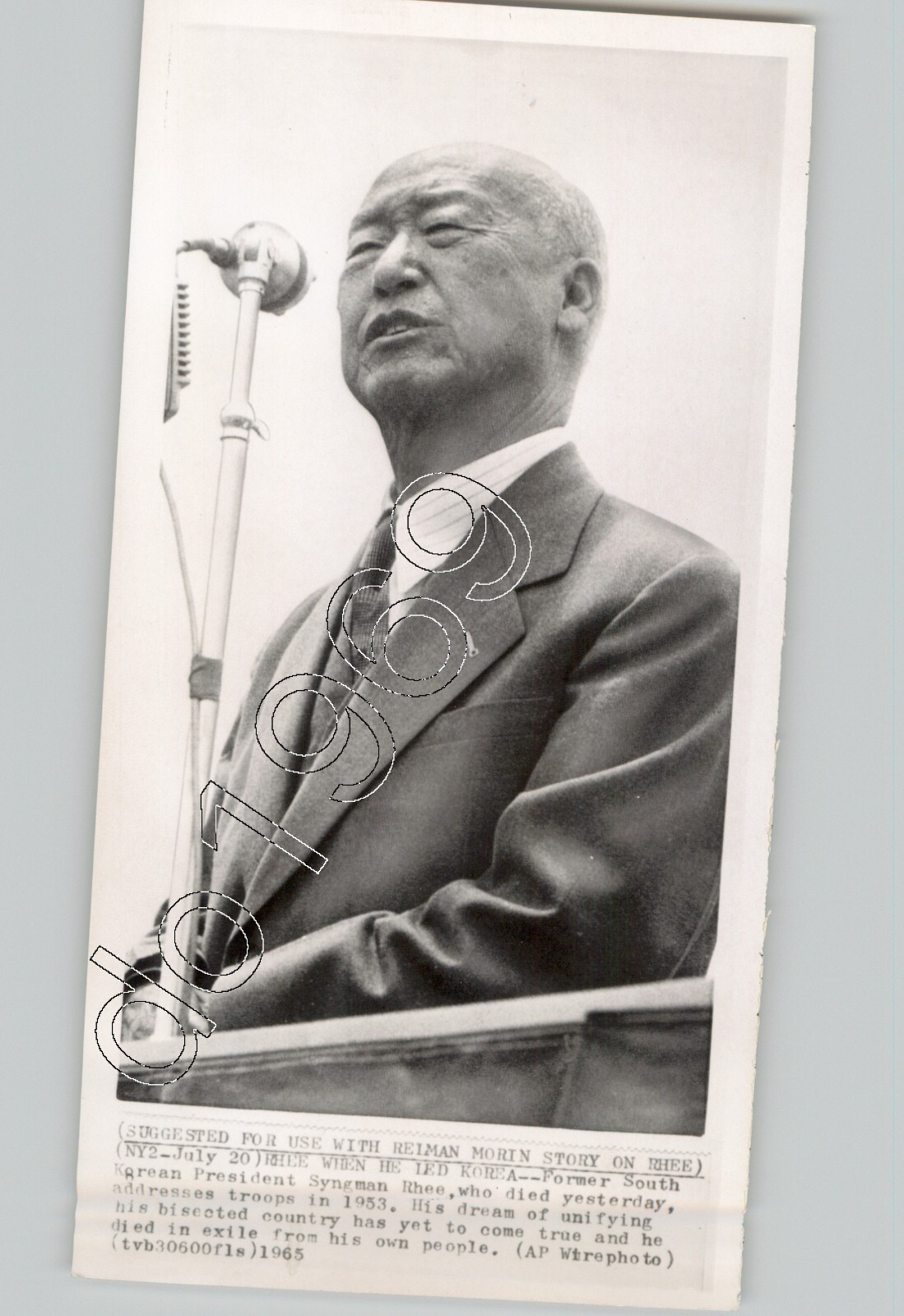 SOUTH KOREAN President Syngman Rhee Address Troops SEOUL Korea 1965 ...