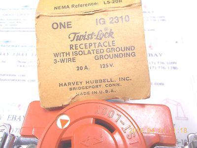 Hubbell IG 2310 Receptacle Twist-Lock w/Isolated Ground 3-Wire 20A ...