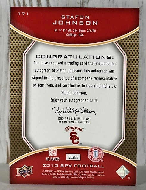 Stafon Johnson RC - Rookie Signatures /140 - 2010 SPX - | eBay