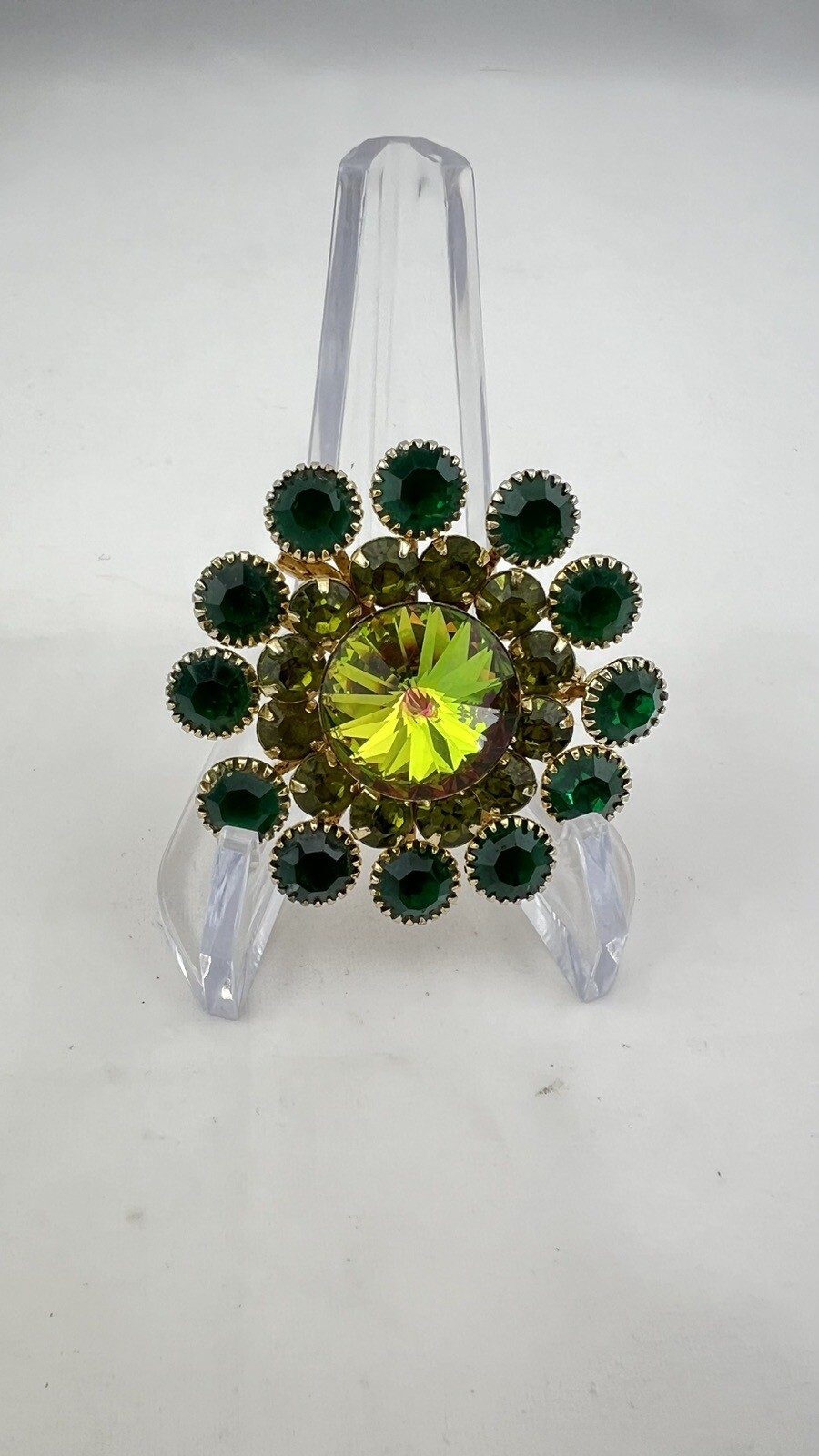 Vintage Green And Vitrail Watermelon Rhinestone Brooc… - Gem