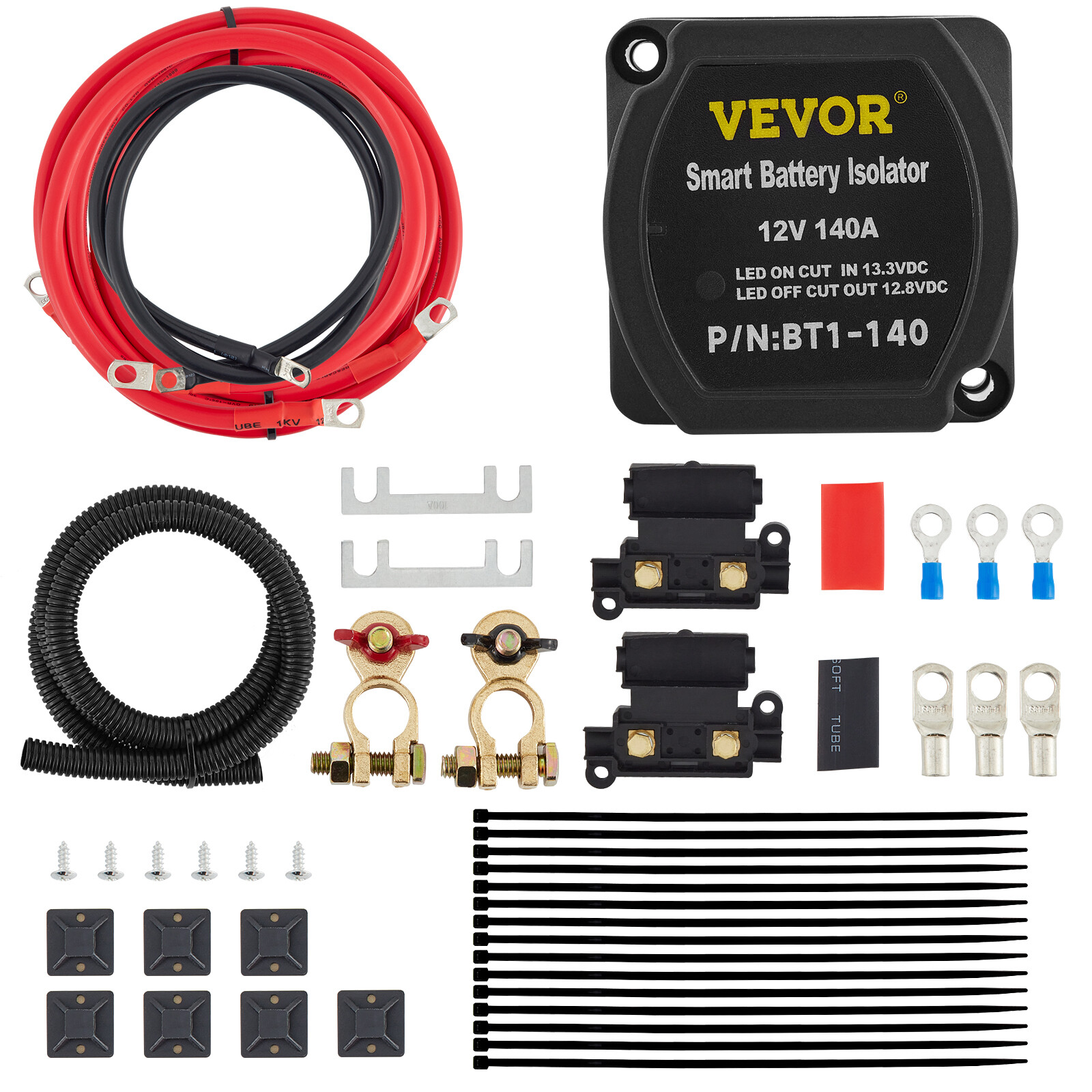 VEVOR 12V 140A Dual Battery Isolator Kit 6mtr for Auxiliary Battery ...
