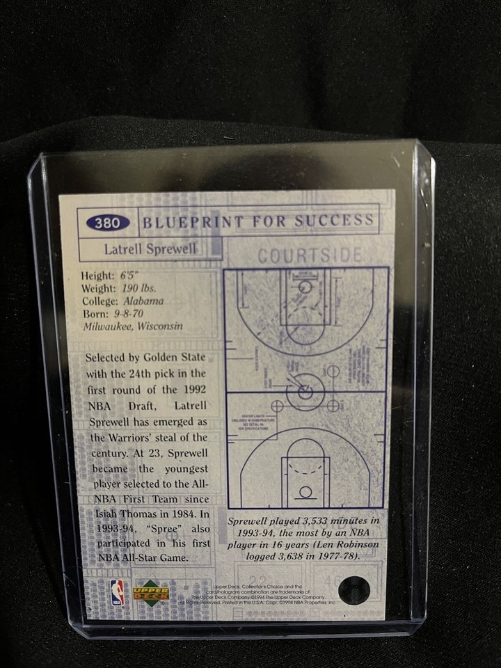 1994-95 Latrell Sprewell Upper Deck CC NBA Basketball Card #380 ...