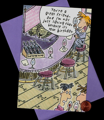 HTF BIRTHDAY Girl Bar Stools Cheers Wine Glasses - Humorous - Greeting ...