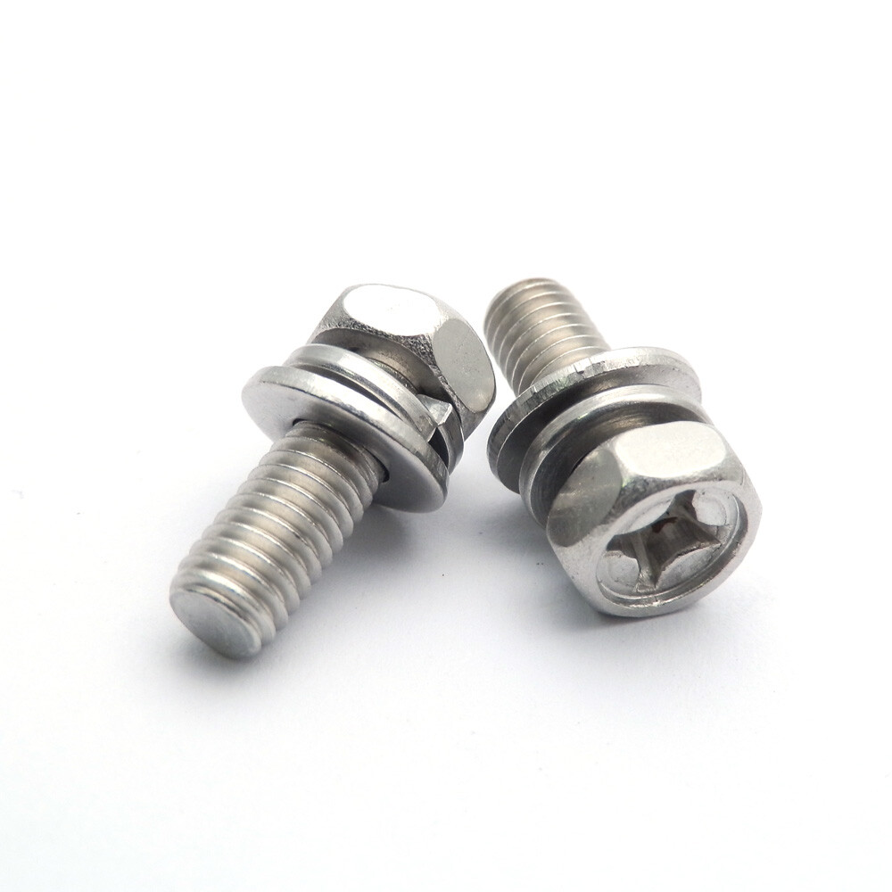 M6 Cross Recessed Hex Bolt Indentation Lock Washer Plain Assemblies ...