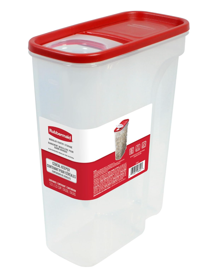 Rubbermaid Modular Food Storage 22.8 Cups Cereal Container Red Flip Top ...