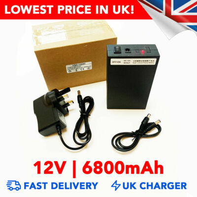 12v 6800mAh Rechargeable Li-ion Battery Portable DC Power Pack - UK ...