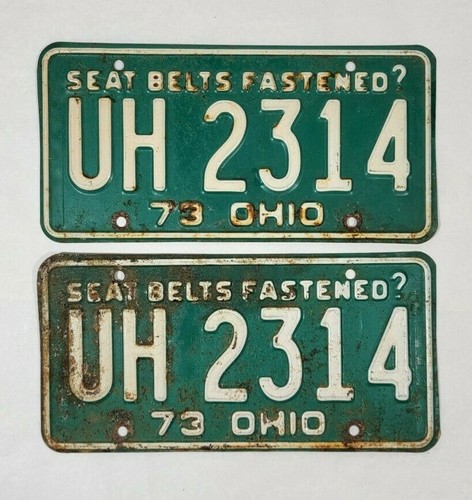 1973 Ohio License Plates Matching Set UH 2314 | eBay
