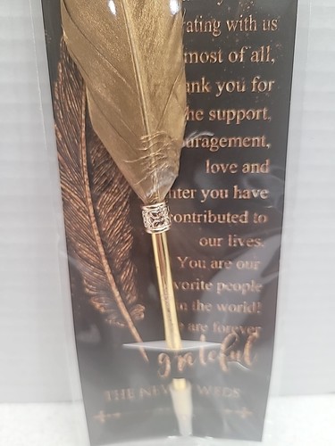 Gold Wedding Pen for Guest Book 9" Reception Accessory Quill Feather | eBay
