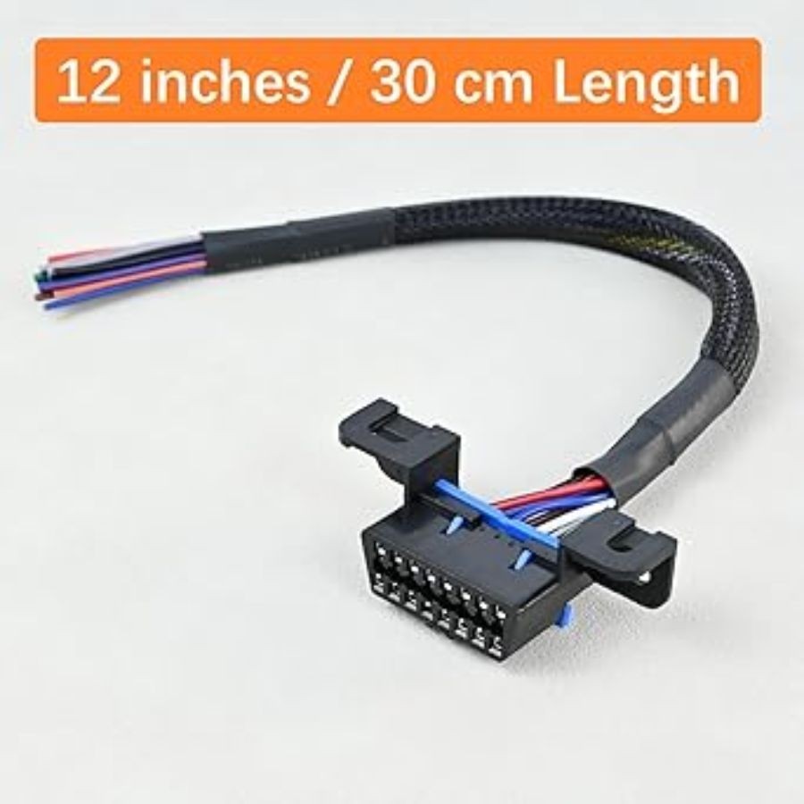 16 Pin OBD2 Female Connector to Open Cable Dash Port Pigtail Fixed Wire ...