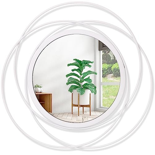 White Round Wall-Mounted Mirrors Wire Modern Metal Frame Arts Mirrors ...