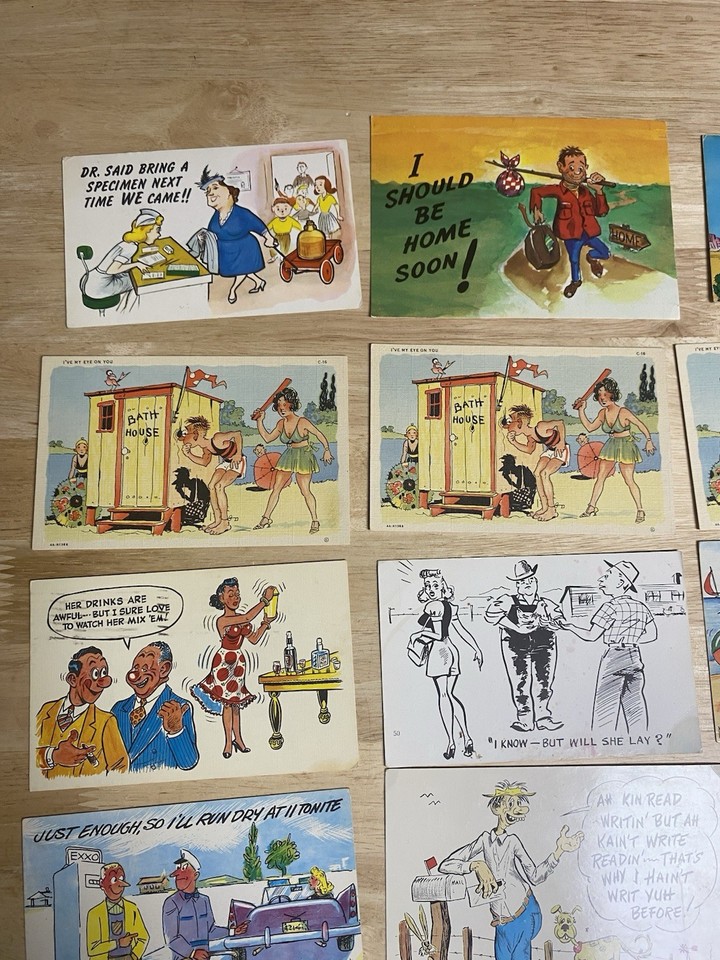 Lot of 18 Vintage Comic Postcards CT Bathing Cartoon Comedy Humor Linen ...