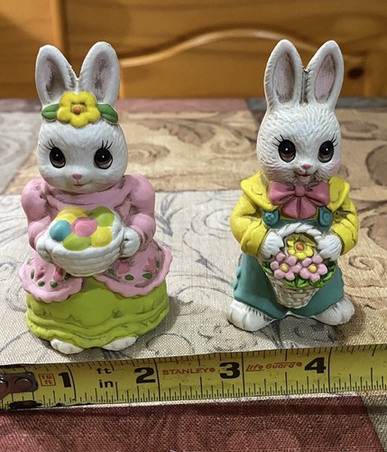 Vintage Lefton China Boy & Girl Easter Bunny Rabbit Figurines Pair ...