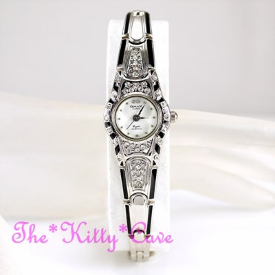 Omax Deco Vintage Black Enamel Silver Rhodium Plt Seiko Movement Watch ...