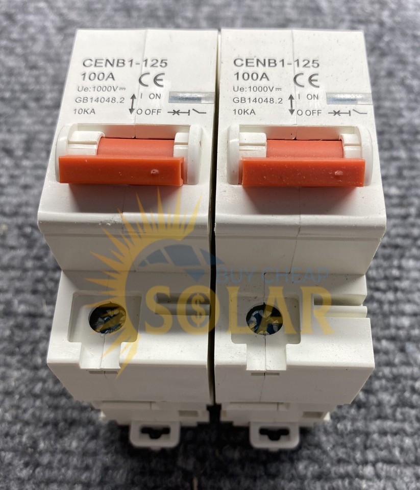 2 x 100 amp 1000V DC solar breakers Din Rail mountable | eBay