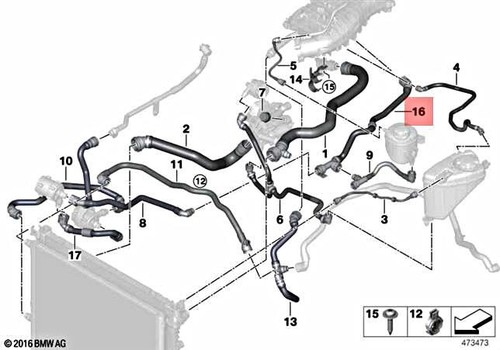 Genuine BMW G11 G12 G30 G31 G32 G38 520i 1.6 Coolant Return Line ...