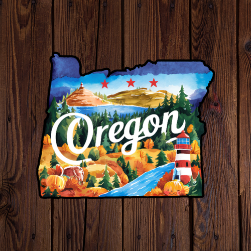 Oregon sticker vinyl decal American flag state outline novelty laptop ...