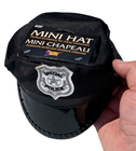 BLACK MINI POLICE HAT Cop Silver Fabric Badge Chauffeur Costume Cap ...