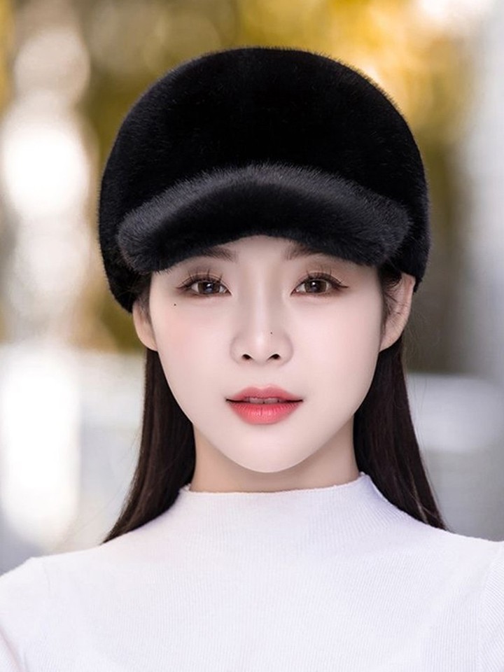 Women's Imitation Mink Fur Hat Peaked Cap Hat Headgear Warm Outdoor ...