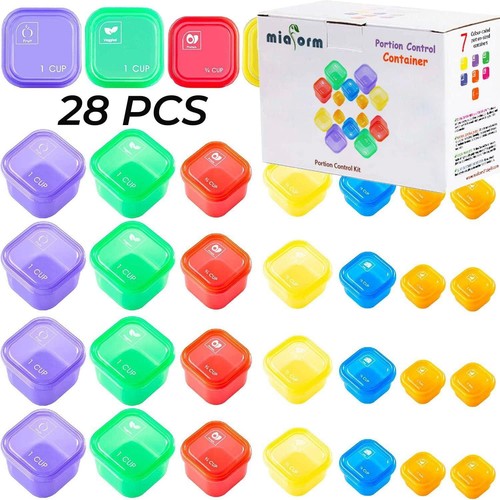 Color-Coded 28-Piece Food Portion Containers with 21-Day Diet Guide ...
