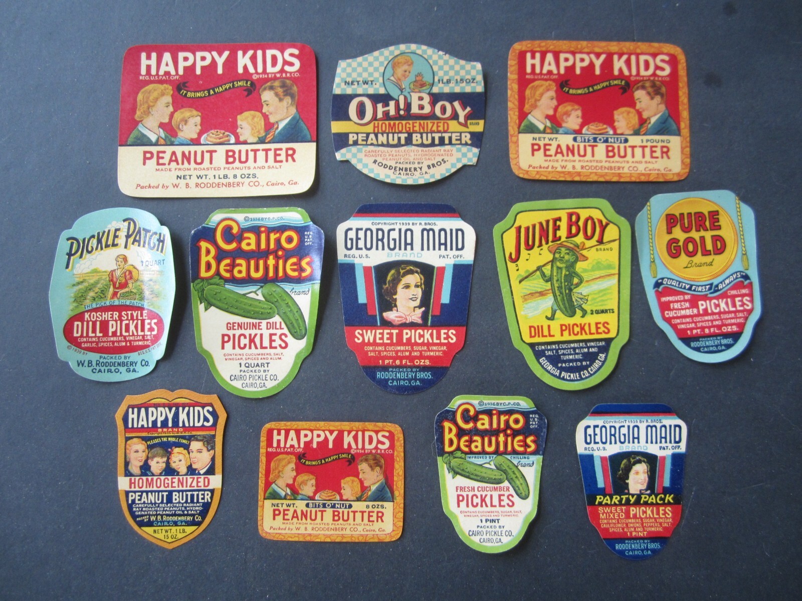 Lot of 12 Old Vintage 1930's - PEANUT BUTTER & PICKLE JAR LABELS ...