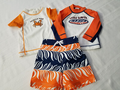 Gymboree Surfer 6-12 Month Swim Rash Guard Trunks Set NWT Surfer Dude ...
