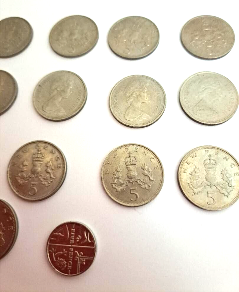 18 x 1968 Five New Pence Coins Large 5p Pieces Crowned Thistle | eBay UK