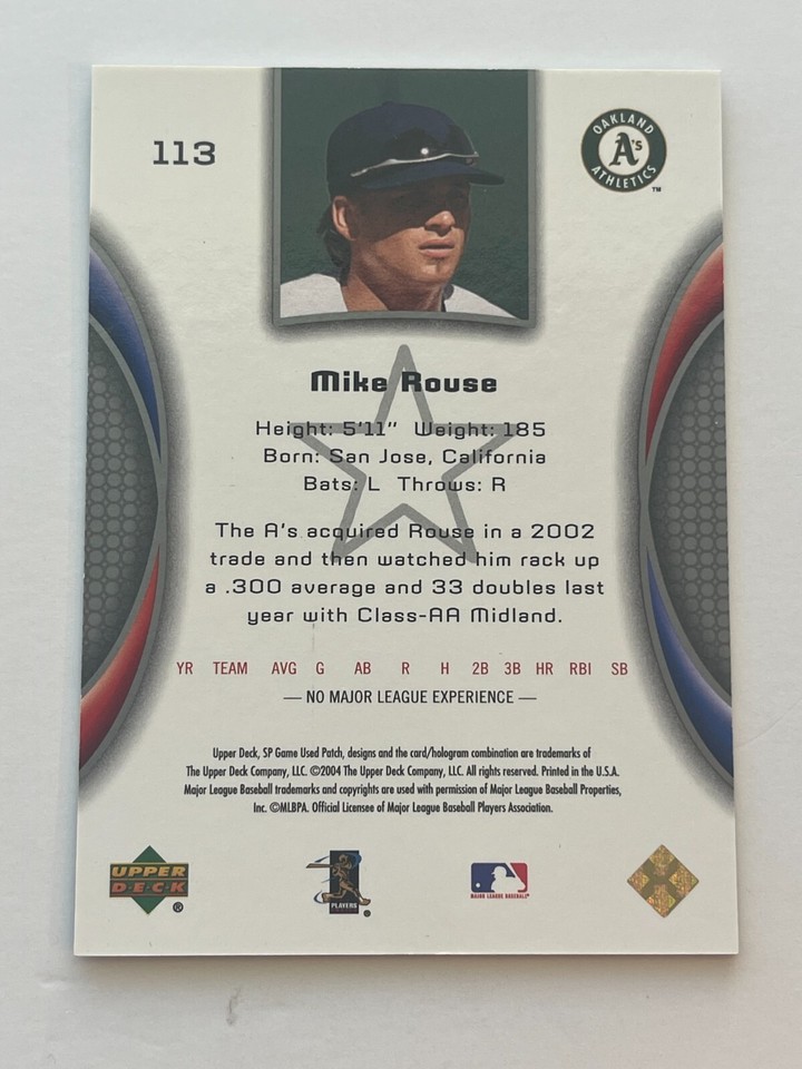 Mike Rouse Rookie Debut Numbered 33/375 Oakland Athletics | eBay