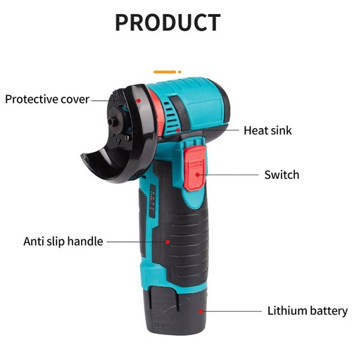 Mini cordless angle grinder polishing and cutting machine+2 battery ...